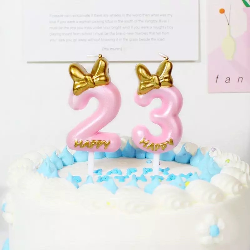 Jual Lilin Angka Pink Bow / Mr Black / Mr Snow / Lilin Angka Putih ...