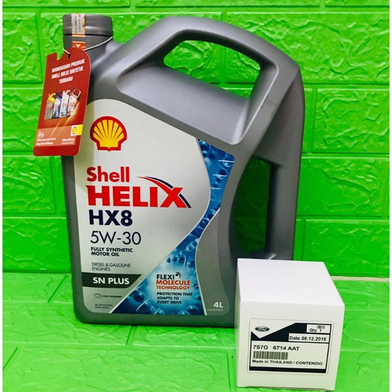 Jual Oli Shell helix HX8 5W-30 4Liter paket filter oli Ford fiesta ...
