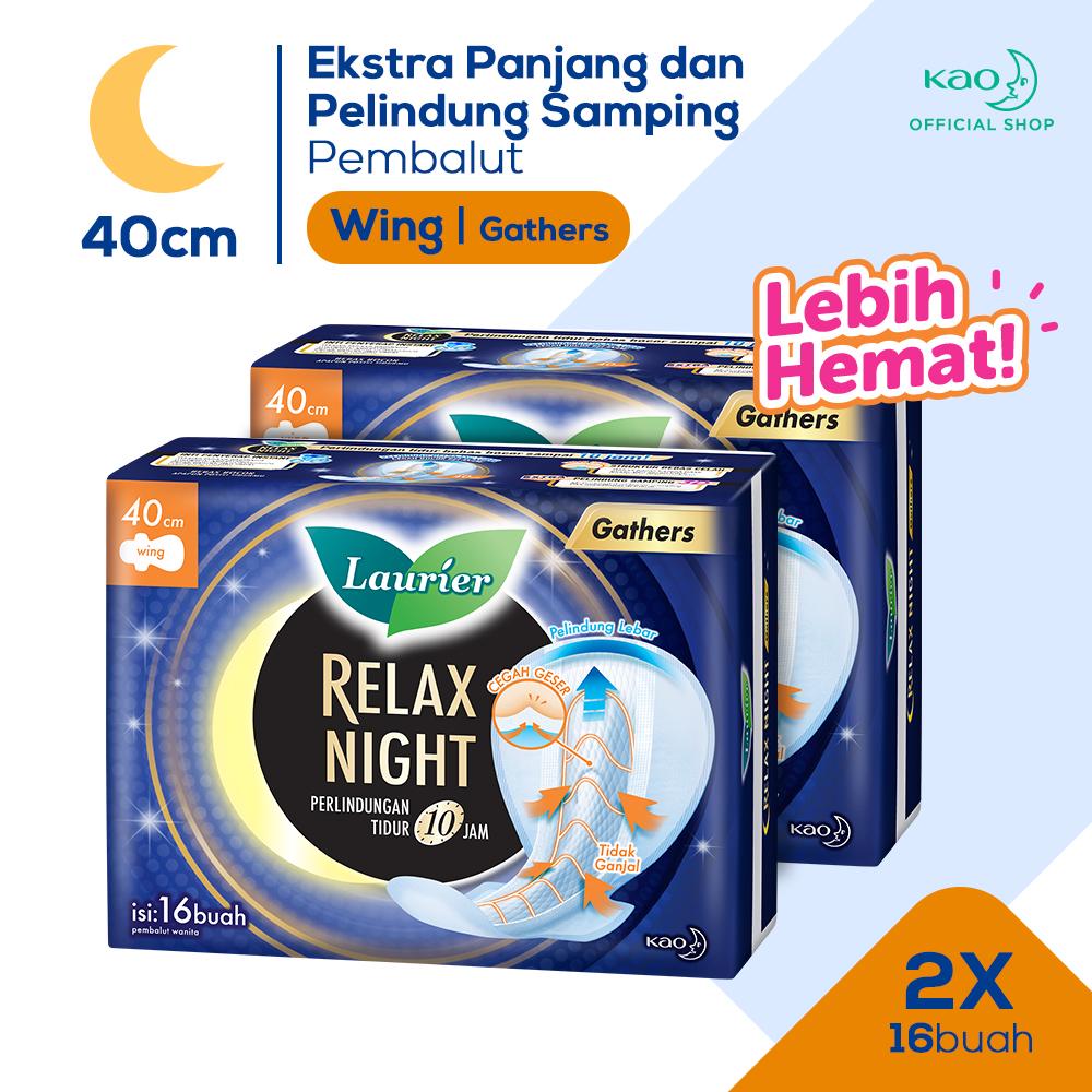 Jual Laurier Relax Night Wing 40cm with Gathers 16s Twinpack | Shopee ...