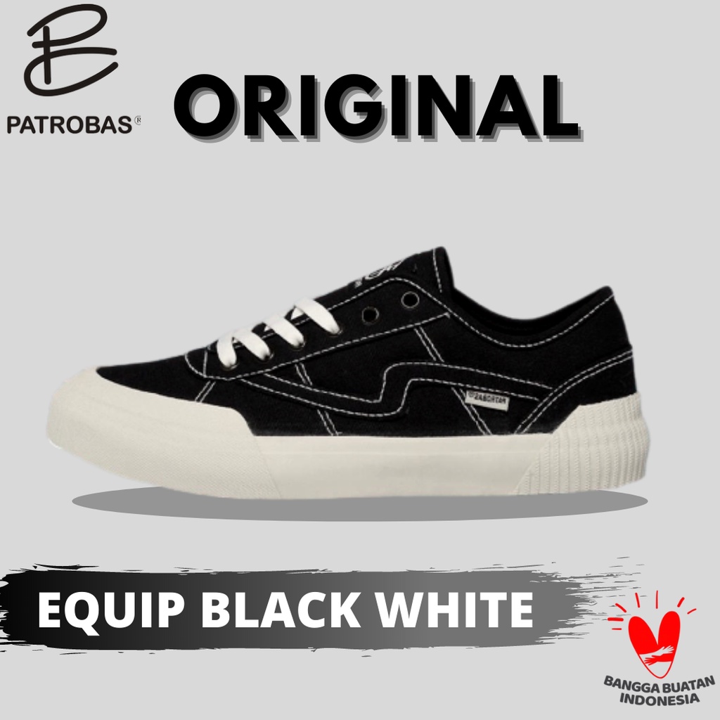 Jual Sepatu Patrobas Equip Low Black White Original | Sneakers Casual ...