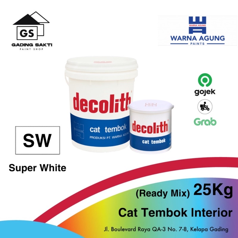 Jual Decolith Super White (SW) Ready Mix / Cat Tembok Interior Pail ...