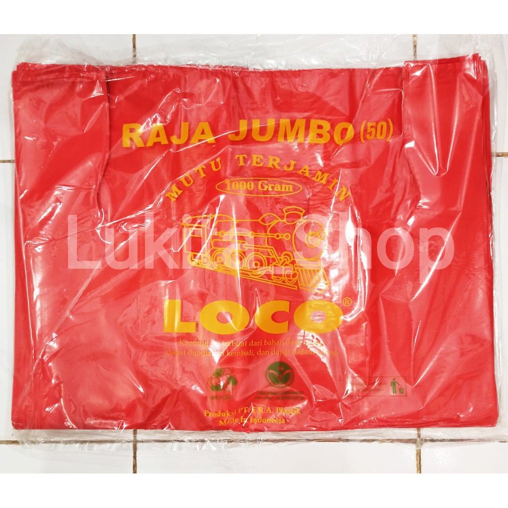 Jual Kantong Plastik Kresek LOCO RAJA JUMBO Merah Uk 50 | Shopee Indonesia