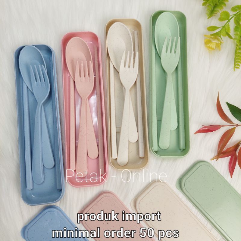 Jual 50 Pcs, Sendok Set Jerami Import/ Go Green Box Tempat | Shopee Indonesia