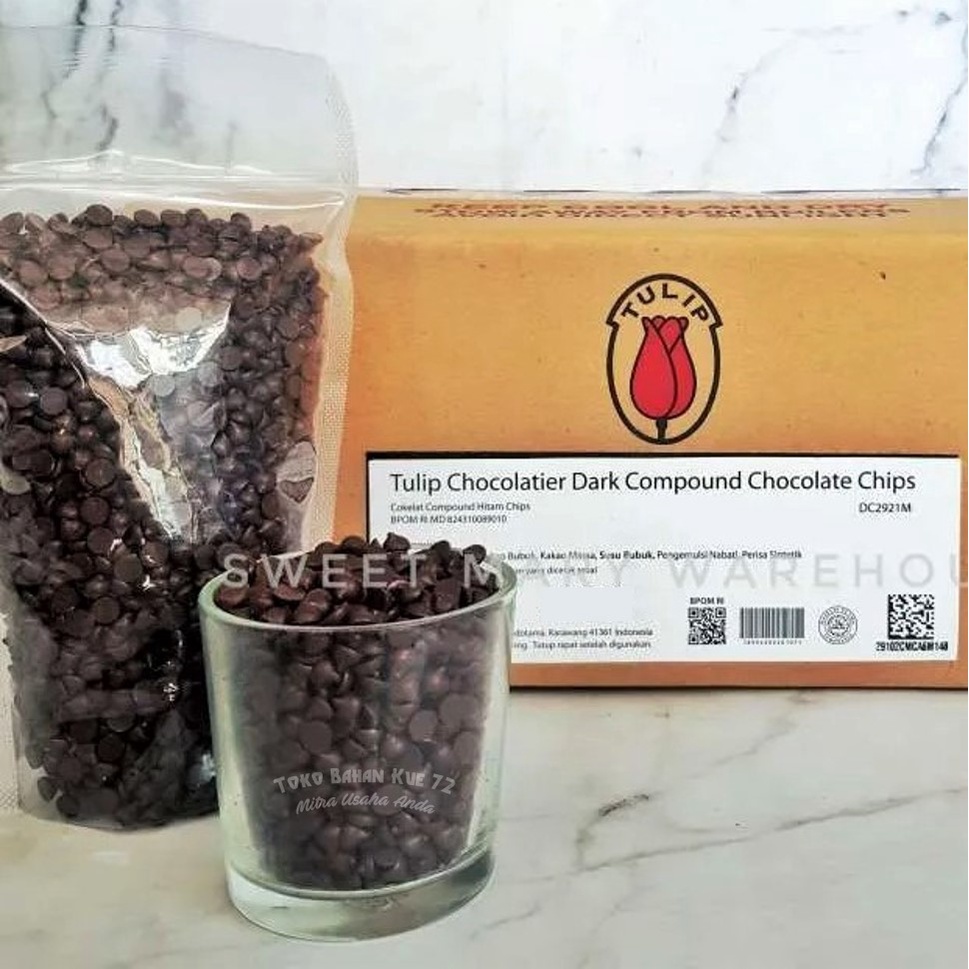 Jual Tulip Choco Chips 100gr Chocolatier Dark Compound | Shopee Indonesia