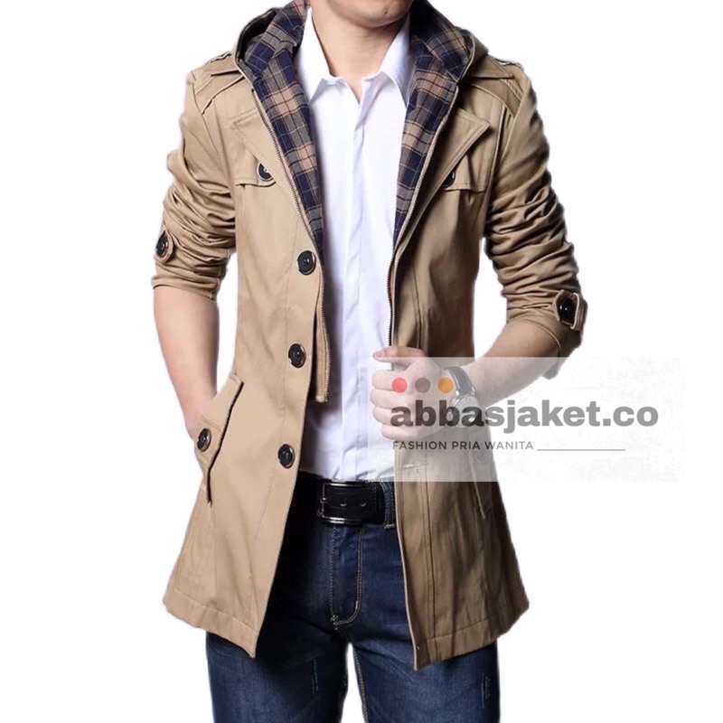 Jual Jaket Pria Mantel Tebal Musim Dingin Jubah Panjang Semi Parka Katun Drill | Shopee Indonesia