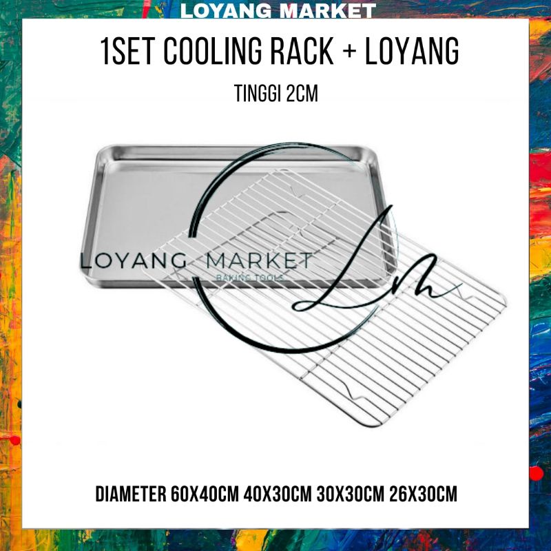 Jual 1set Cooling rack / resting rak peniris dan loyang kue baking tray ...