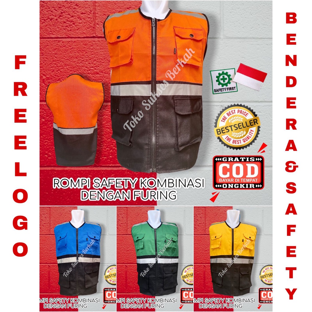 Jual Rompi K3 / Rompi Kerja Proyek Varian Rompi 2 Warna / Rompi Safety ...