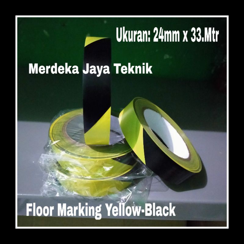 Jual Marking Tape Isolasi Lantai Floor Tape Vinyl Tip Lakban Garis Lantai Warna Yellow-Black ...