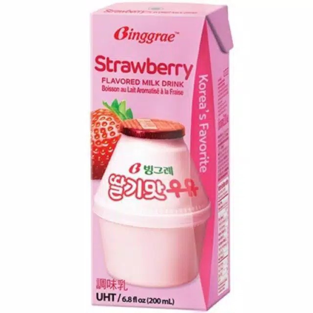 Jual BINGGRAE STRAWBERRY FLAVORED MILK DRINK 200ml- MINUMAN KOREA STROBERI | Shopee Indonesia