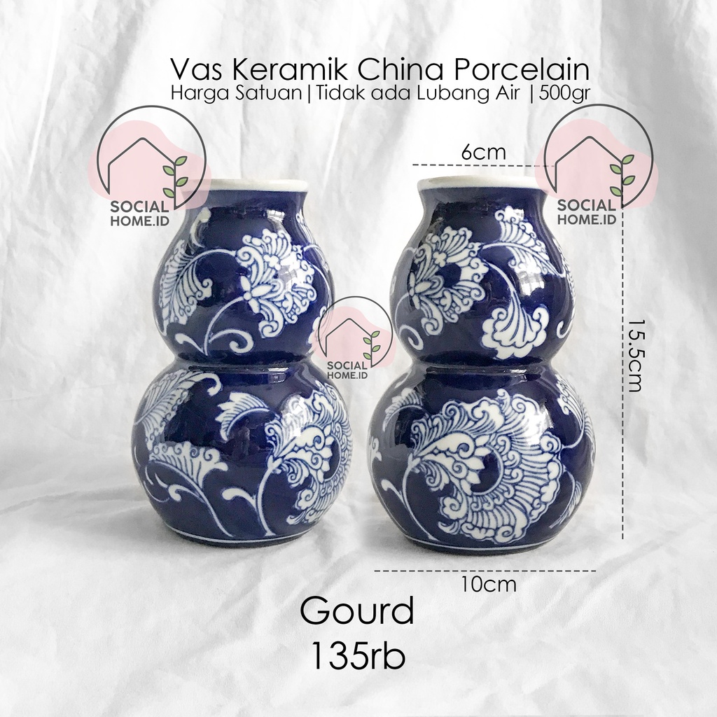 Jual Vas Bunga Keramik Porcelain China Biru Putih, pajangan flower Vase ...
