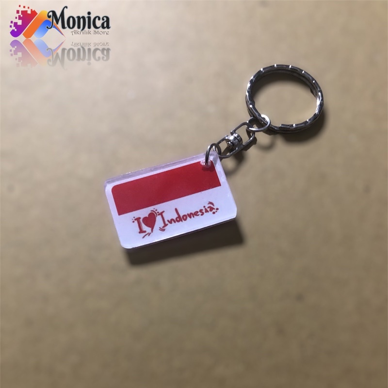 Jual gantungan kunci bendera indonesia / keychain flag indonesia ...