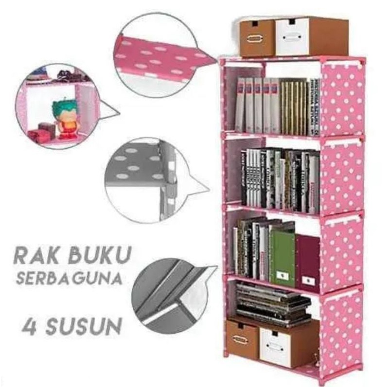 Jual rak buku serbaguna bongkar pasang 5 susun 4 sekat / lemari buku ...