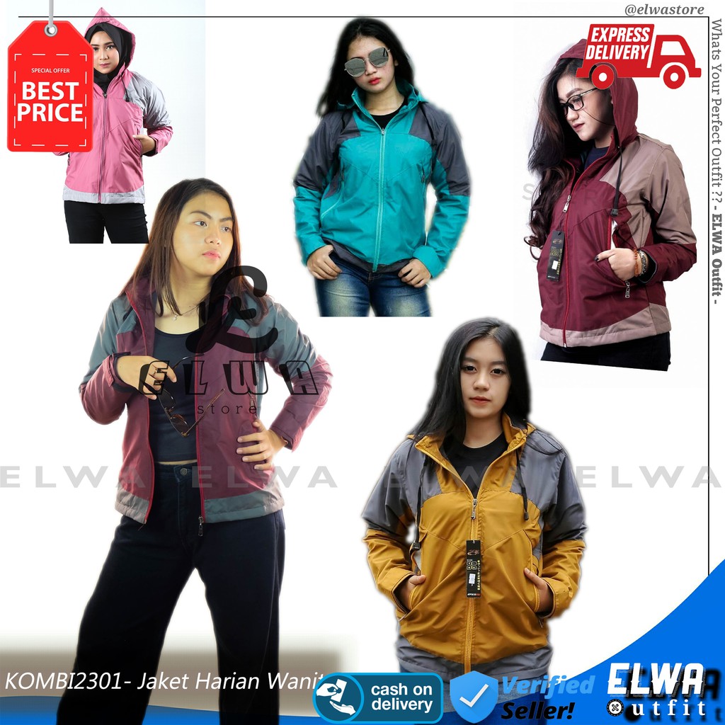 Jual Two Tone 2301 BANYAK WARNA Jaket Parasut Kombinasi Wanita Jaket ...