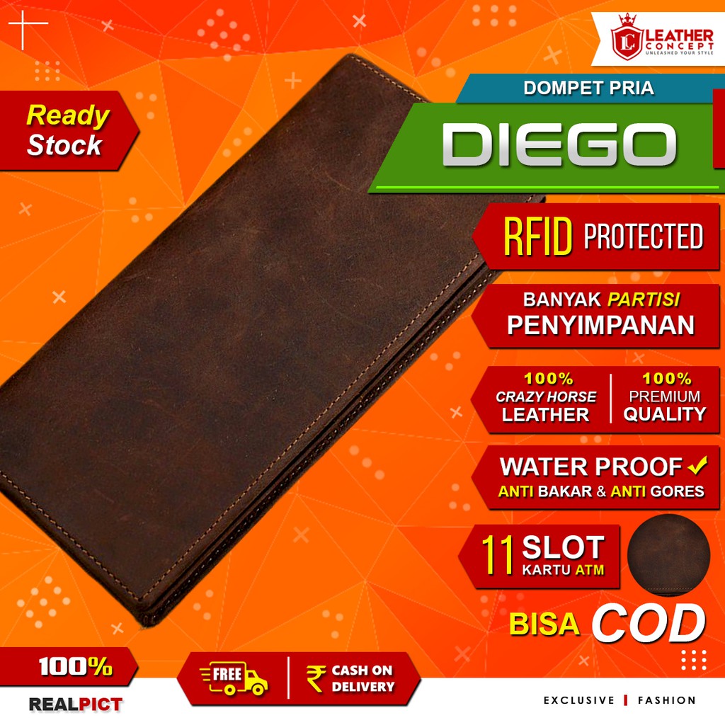 Jual LEATHER CONCEPT Dompet Pria Kulit Asli Crazy Horse Leather - CAMEL ...