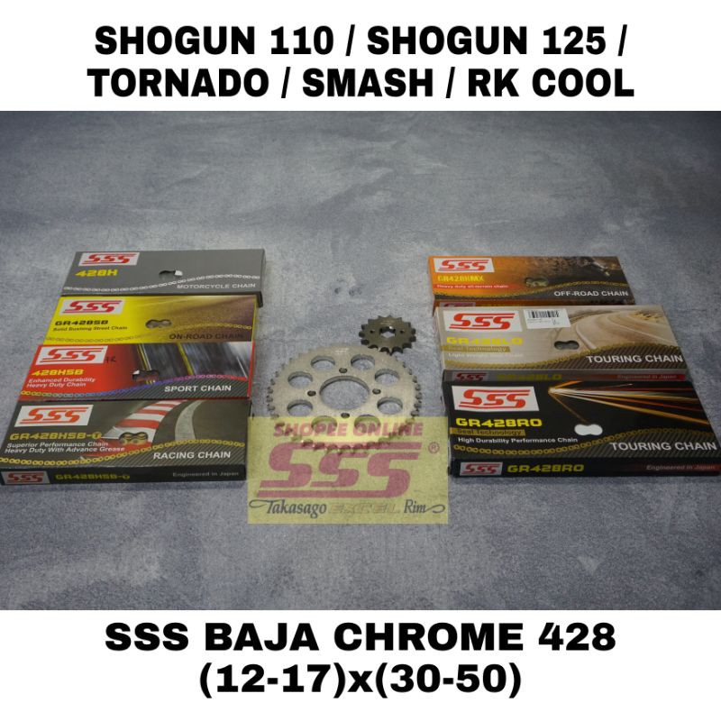 Jual GEARSET/ GIRSET/ 1SET GIR RANTAI SSS 428 STANDAR SB HSB HSBT HMX ...