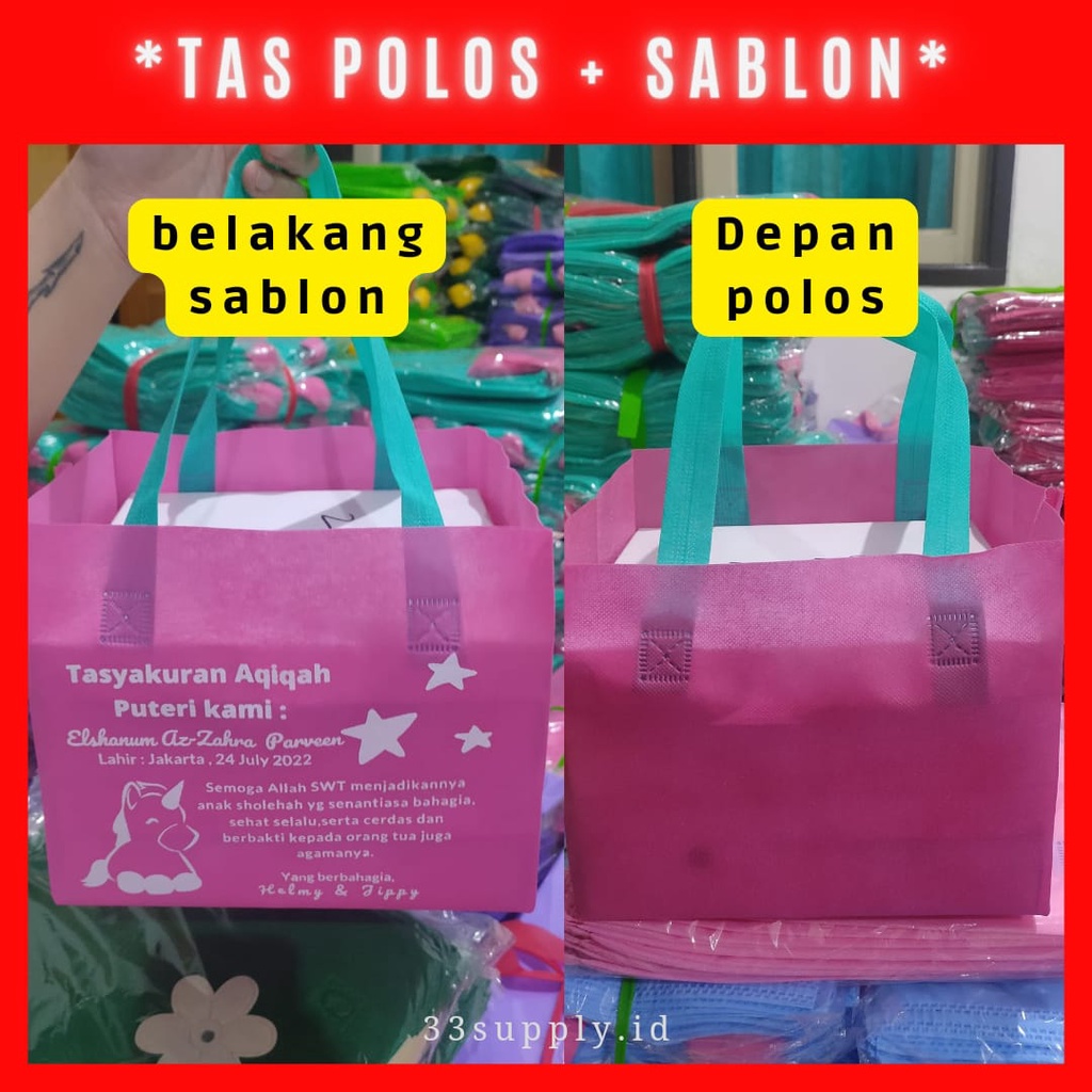 Jual Tas spunbond box custom sablon / tas box nasi 22x22 20x20 custom ...