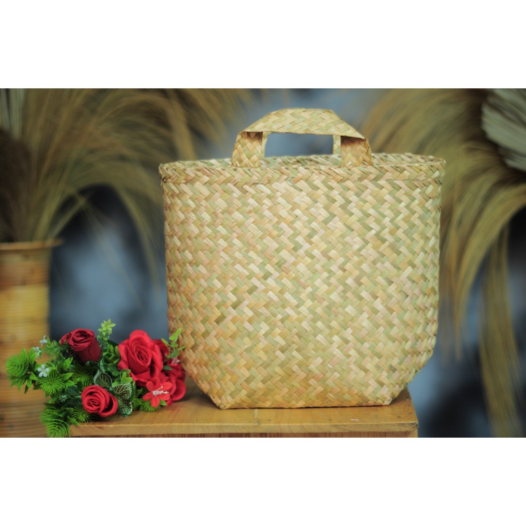 Jual Tas purun, bakul purun, cover pot anyaman, tas hampers, cover pot ...