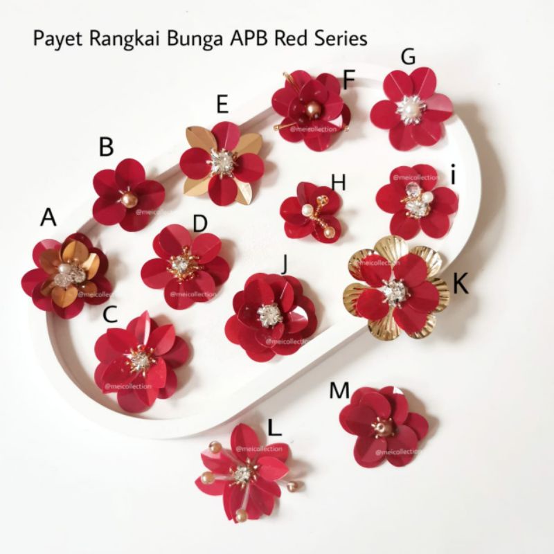 Jual (satuan) Payet rangkai bunga 3d KOMPILASI APB Red Series merah ...