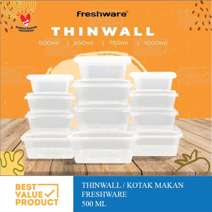 Jual Thinwall Rectangle / Kotak Makan Plastik / Plastic Container 500 ...