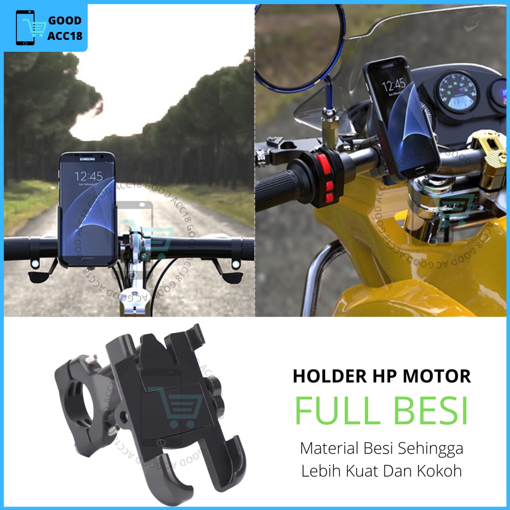 Jual Holder hp motor stang BESI full allumunium dudukan handphone di ...