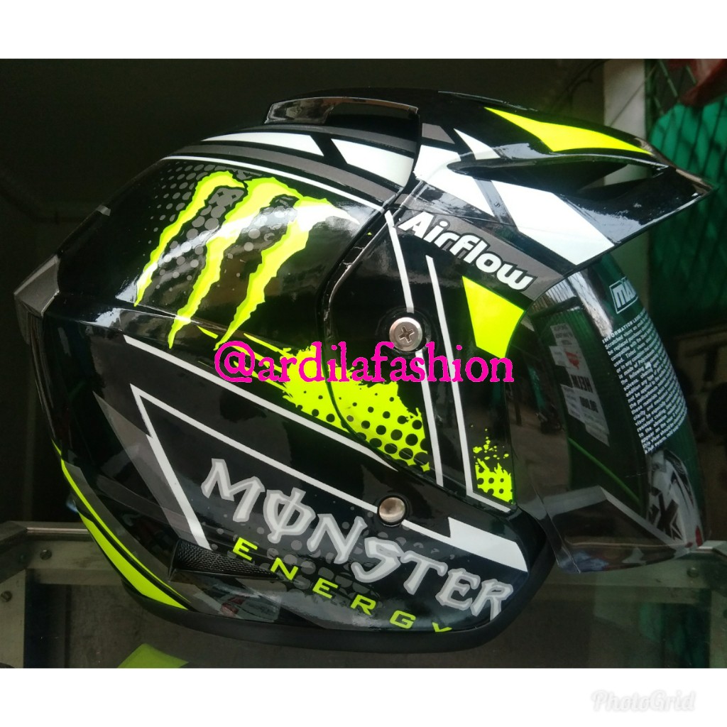 Jual HELM TAKIRA MOTIF MONSTER BLACK/YELLOW | Shopee Indonesia