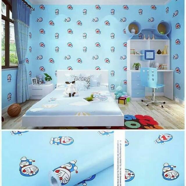Jual Wallpaper Doraemon kecil biru uk 45cmx10m kode 5188 | Shopee Indonesia