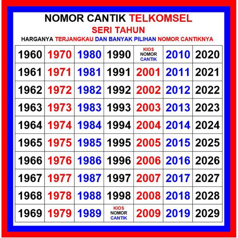 Jual Kartu perdana telkomsel murah nomor cantik simpati seri tahun kelahiran rapih nocan AS loop ...