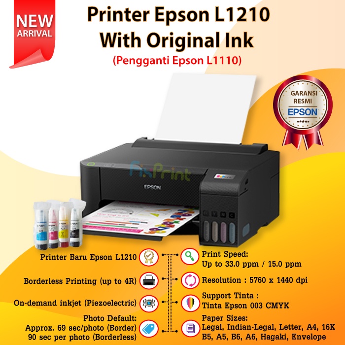 Jual Printer EcoTank L1210 L1216 Pengganti seri L1110 Ink Tank New ...