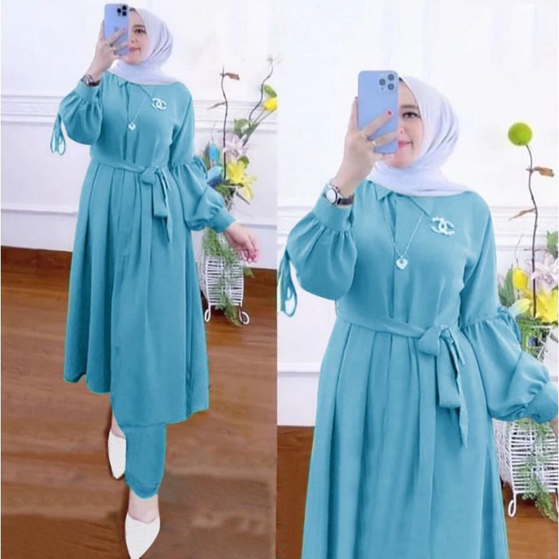 Jual Setelan Tunik Kekinian/Long Tunik Wanita/Setelan Polos Wanita ...