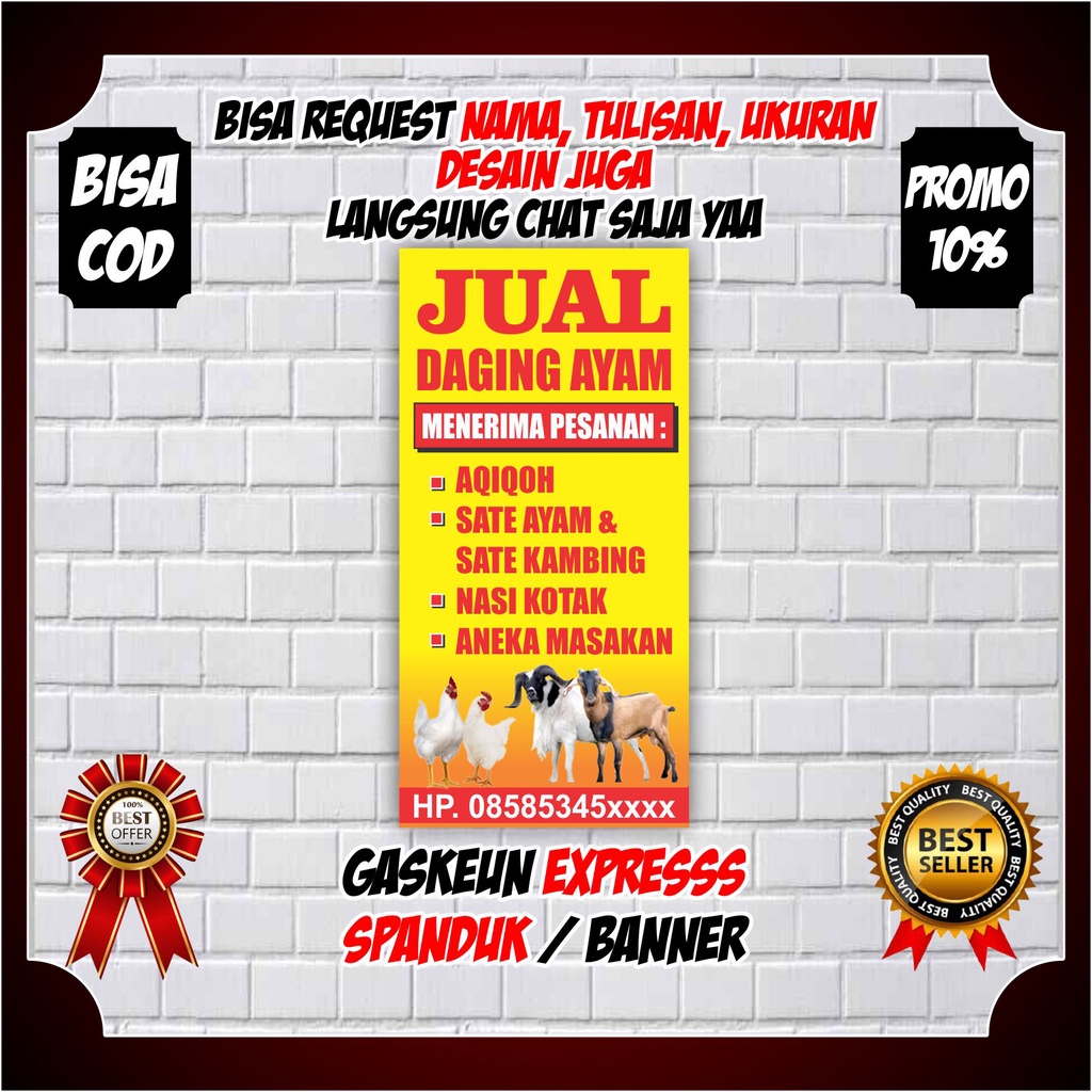 Jual Spanduk Jualan Daging Ayam Segar Viral Keren - Banner Custom ...