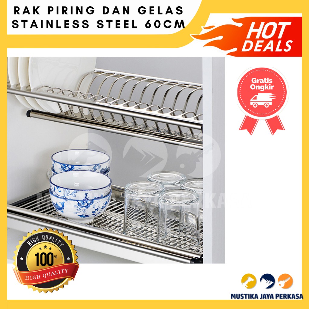 Jual Rak Piring Dapur Atas 60 cm Gantung Tempat Piring Kabinet Kitchen ...