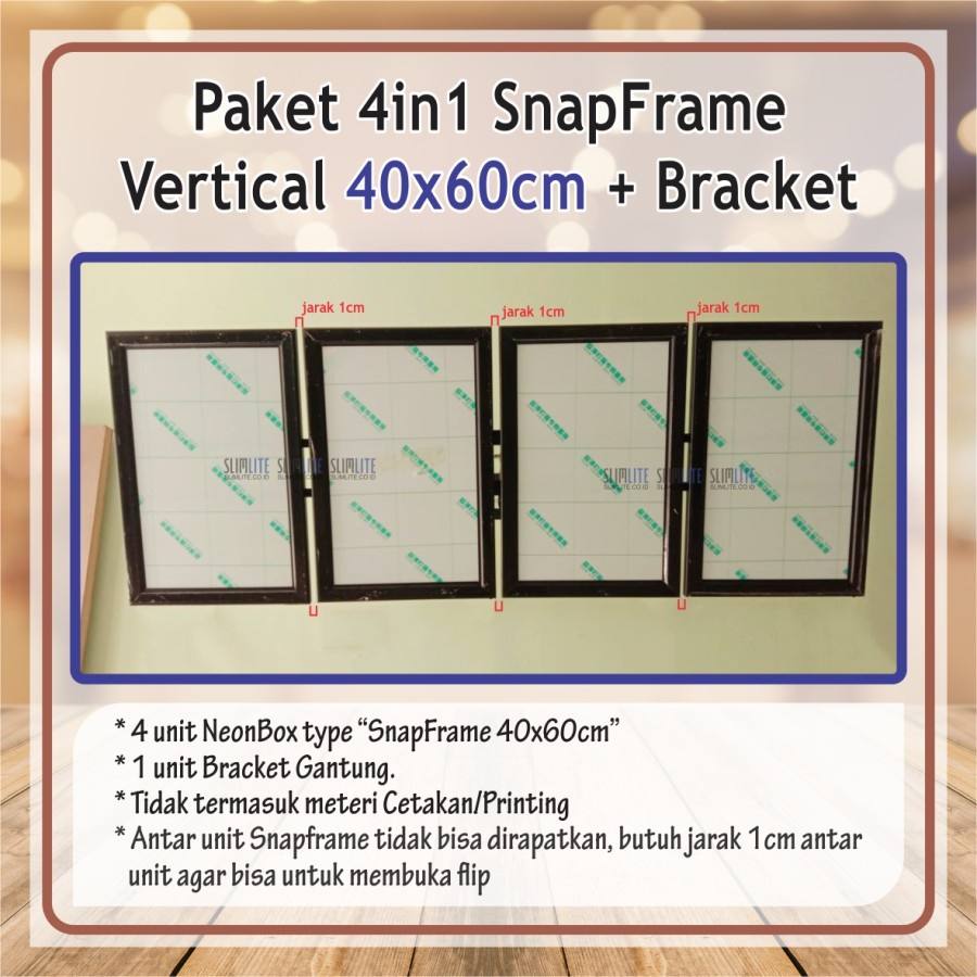 Jual Paket 4in1 Neon Box Snapframe Light 40x60cm VERTICAL + Bracket Gantung | Shopee Indonesia
