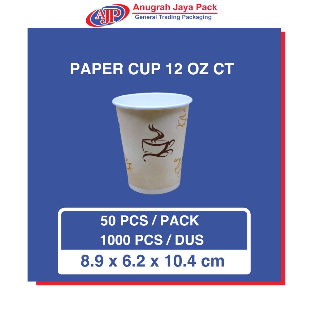 Jual Paper Cup 12 Oz CT - Gelas Kertas Minuman Panas 12 Oz CT Tanpa ...
