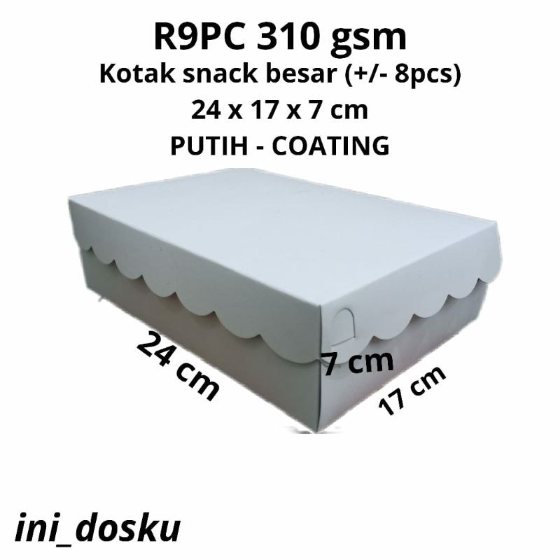 Jual KOTAK KUE BESAR / DUS KUE / DOS SNACK / SNACK BOX R9 PUTIH 310 gsm ...