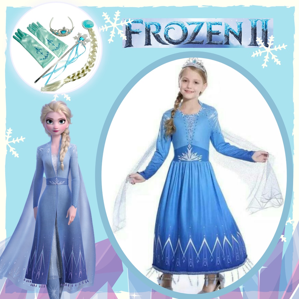 Jual Kostum Frozen 2 Dress Princess Elsa Aksesories Anak | Shopee Indonesia
