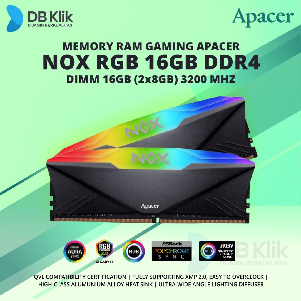 Jual Memory RAM Gaming APACER NOX RGB DDR4 DIMM 16GB (2x8GB) 3200 MHz ...