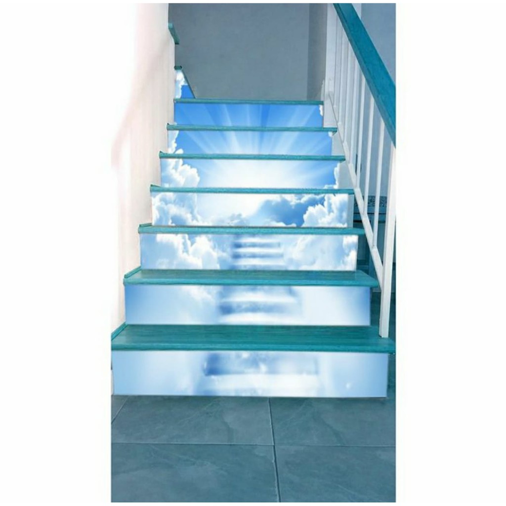 Jual WALLPAPER STICKER CUSTOM 3D WALLPAPER TANGGA AWAN CERAH | Shopee ...