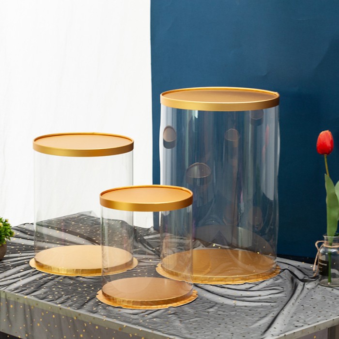 Jual Cake Box Bulat Biasa Warna Gold Diameter 26cm - Hampers Box Mika ...