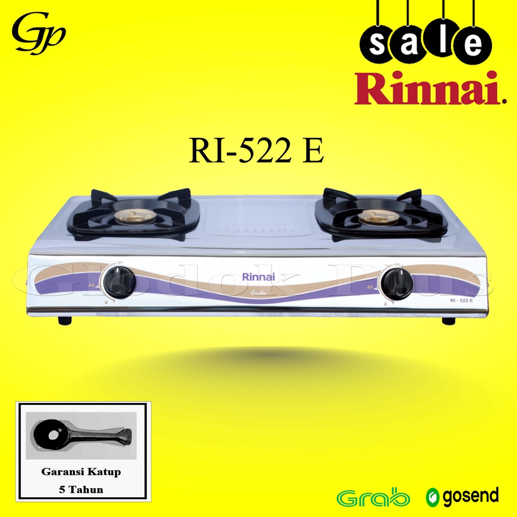Jual Rinnai RI-522e Kompor Gas 2 Tungku Teflon 522 e s rinai ri522e ...