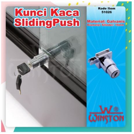 Jual push lock/kunci etalase/kunci laci/kunci lemari sliding kaca ...