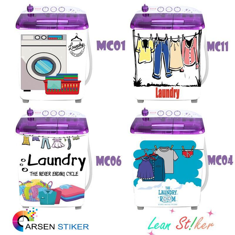 Jual Stiker mesin cuci 1 dan 2 tabung Motif laundry | Shopee Indonesia