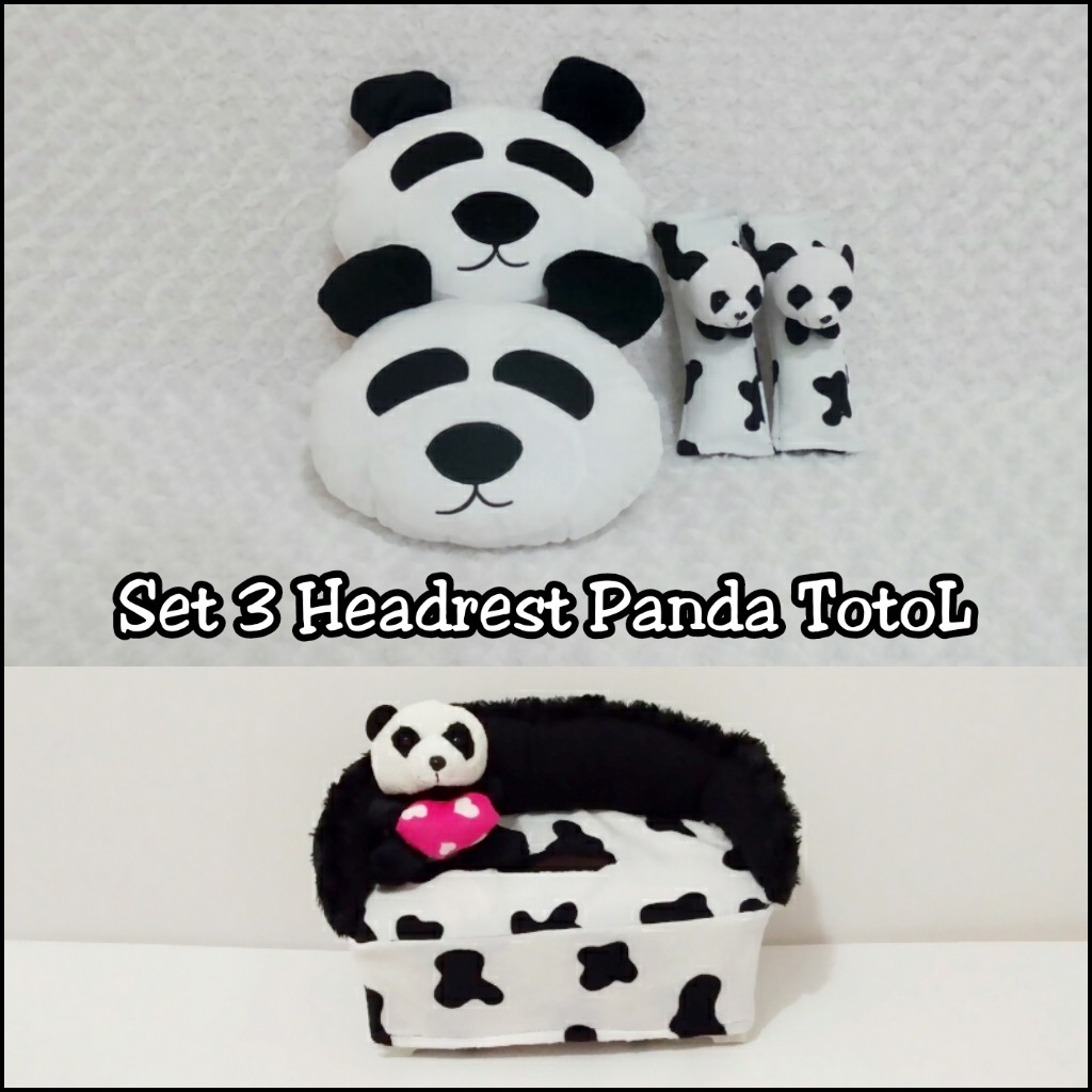 Jual Bantal Mobil Sandaran Penyangga - Pengaman set 3 Headrest Panda ...