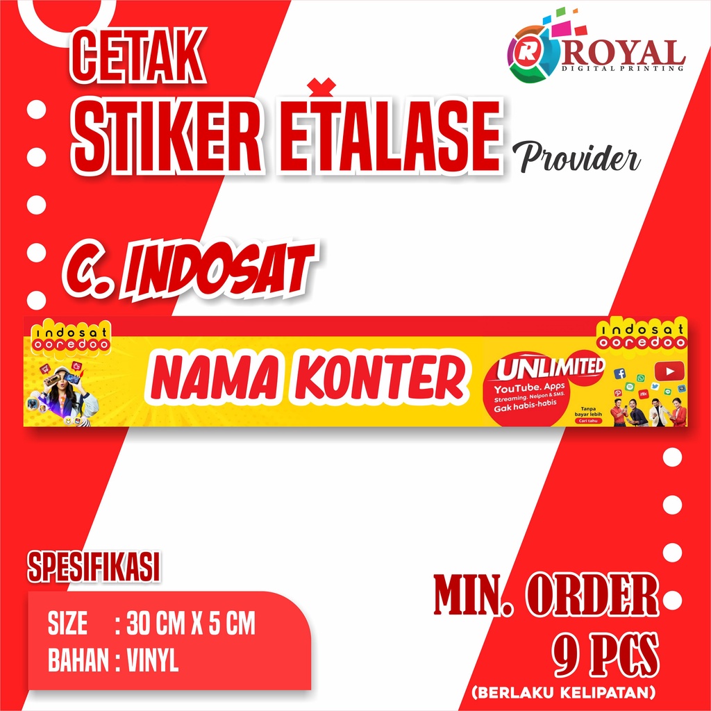 Jual Stiker Etalase Konter Custom/Stiker Konter Provider ( MIN 9 PCS ...