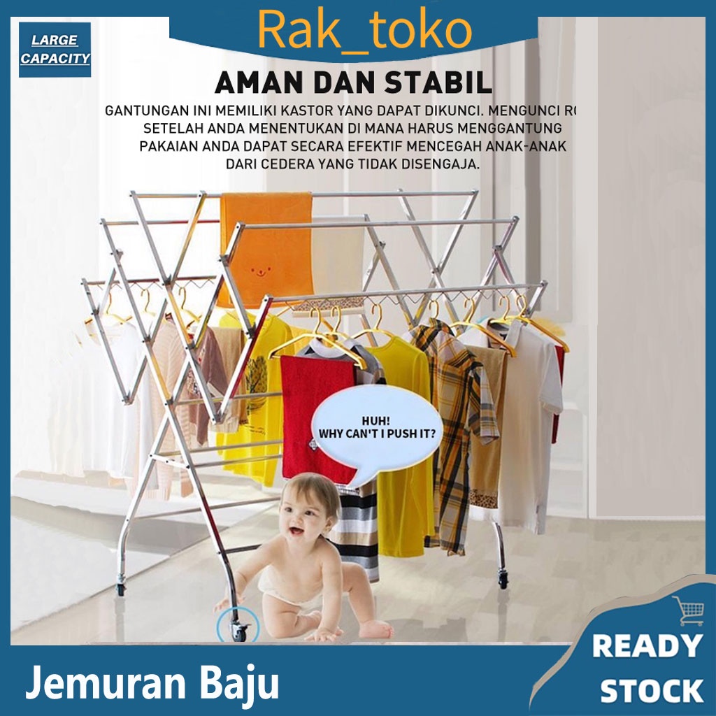 Jual Jemuran Baju Stainless Steel Multi Bulat Tiang Besar Jemuran ...