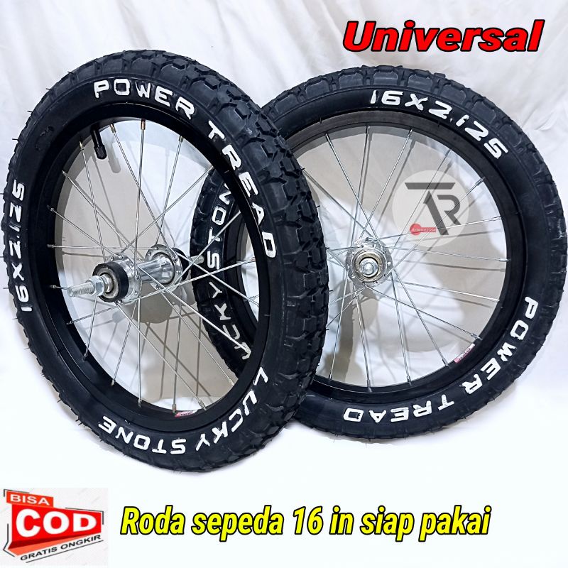 Jual Roda sepeda 16 x 2.125 / wheelset 16in lucky stone siap pakai ...
