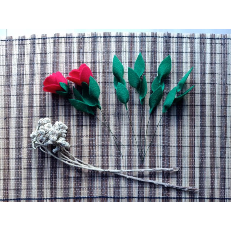 Jual Bunga Mawar Flanel satu tangkai/ daun satu tangkai/keperluan buket ...