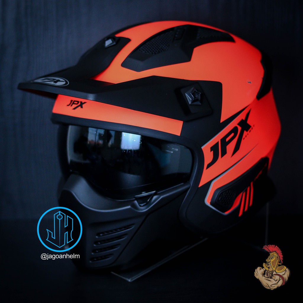 Jual JPX HELM MX726R | RED FLUO BLACK DOFF | CROSSOVER | MX726 R | MX ...
