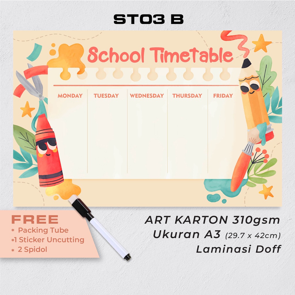 Jual Artomaringi Jadwal Pelajaran / School Timetable Poster Bonus ...