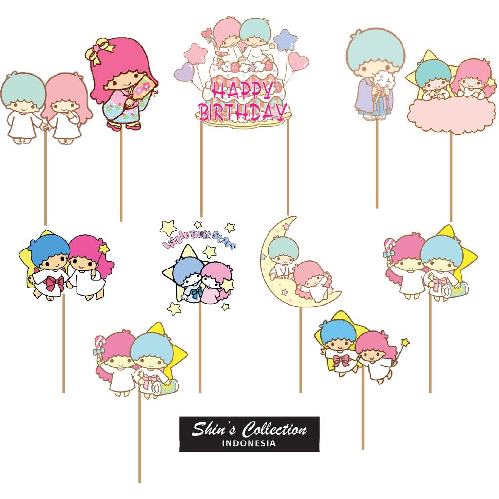 Jual Cake Topper Little Twin Stars little twin star 1 set isi 11 pcs ...