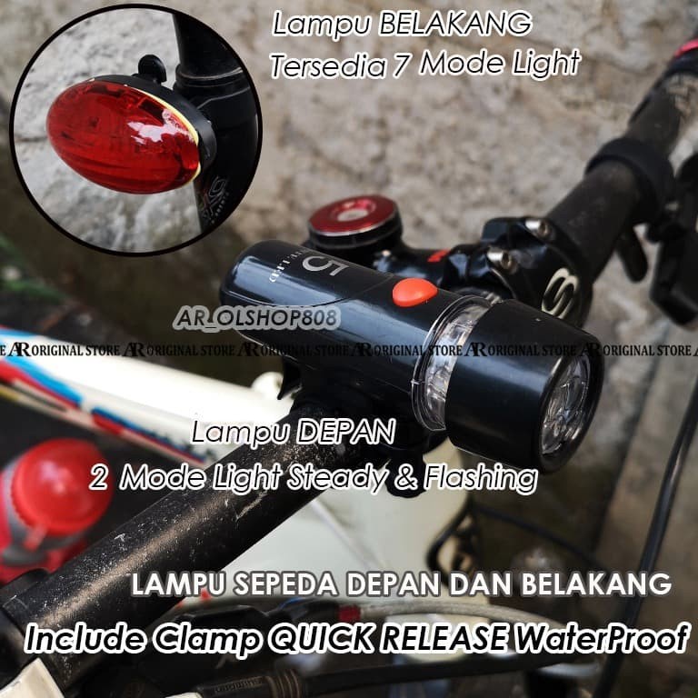 Jual Lampu Senter Sepeda Depan + Belakang Lampu Seatpost Sepeda Lampu ...